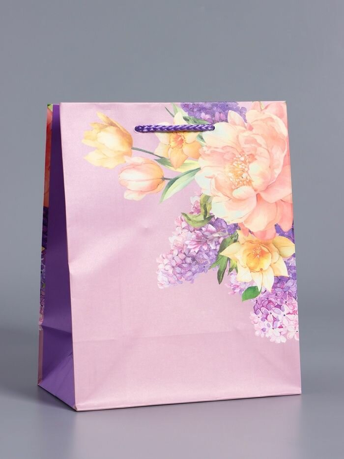 Пакет подарочный ламинированный Особенный знак внимания , пурпурно сиреневый, 18 22.3 10 см