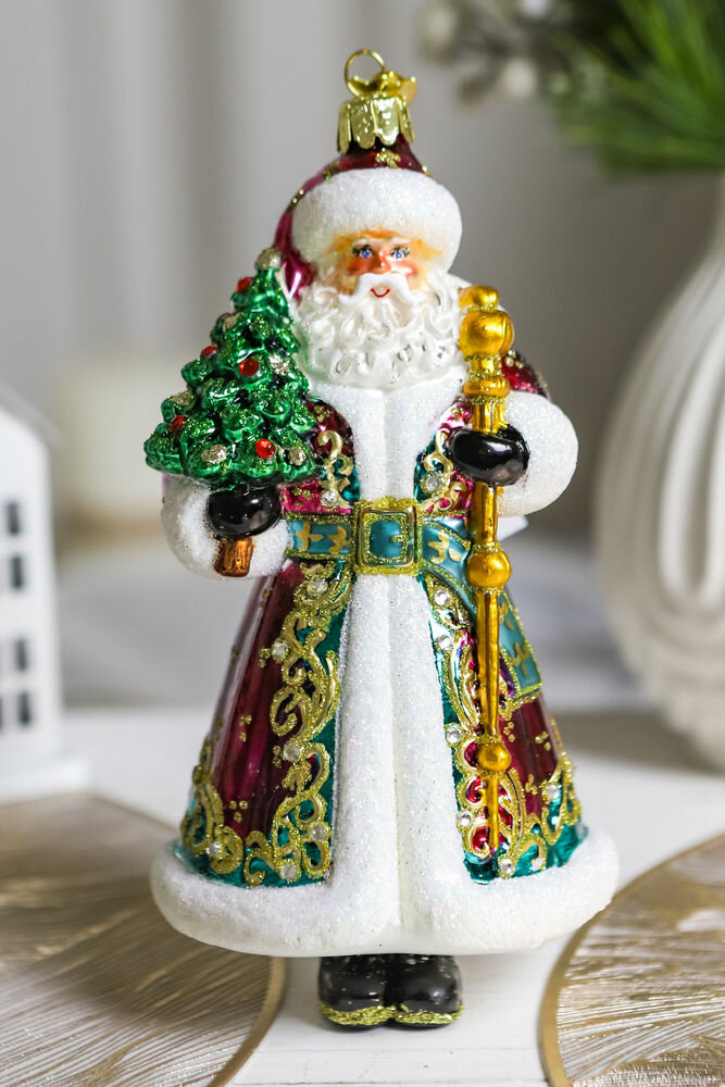 Ёлочная игрушка ДЕД мороз - яркие мгновения, стекло, ручная работа, 18 см, Kurts Adler BELL0009