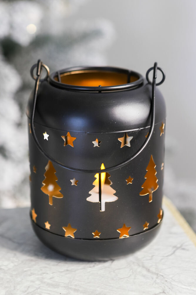 Подсвечник-фонарь ренар: ёлочки, металл, 16 см, Koopman International AAE340030-2