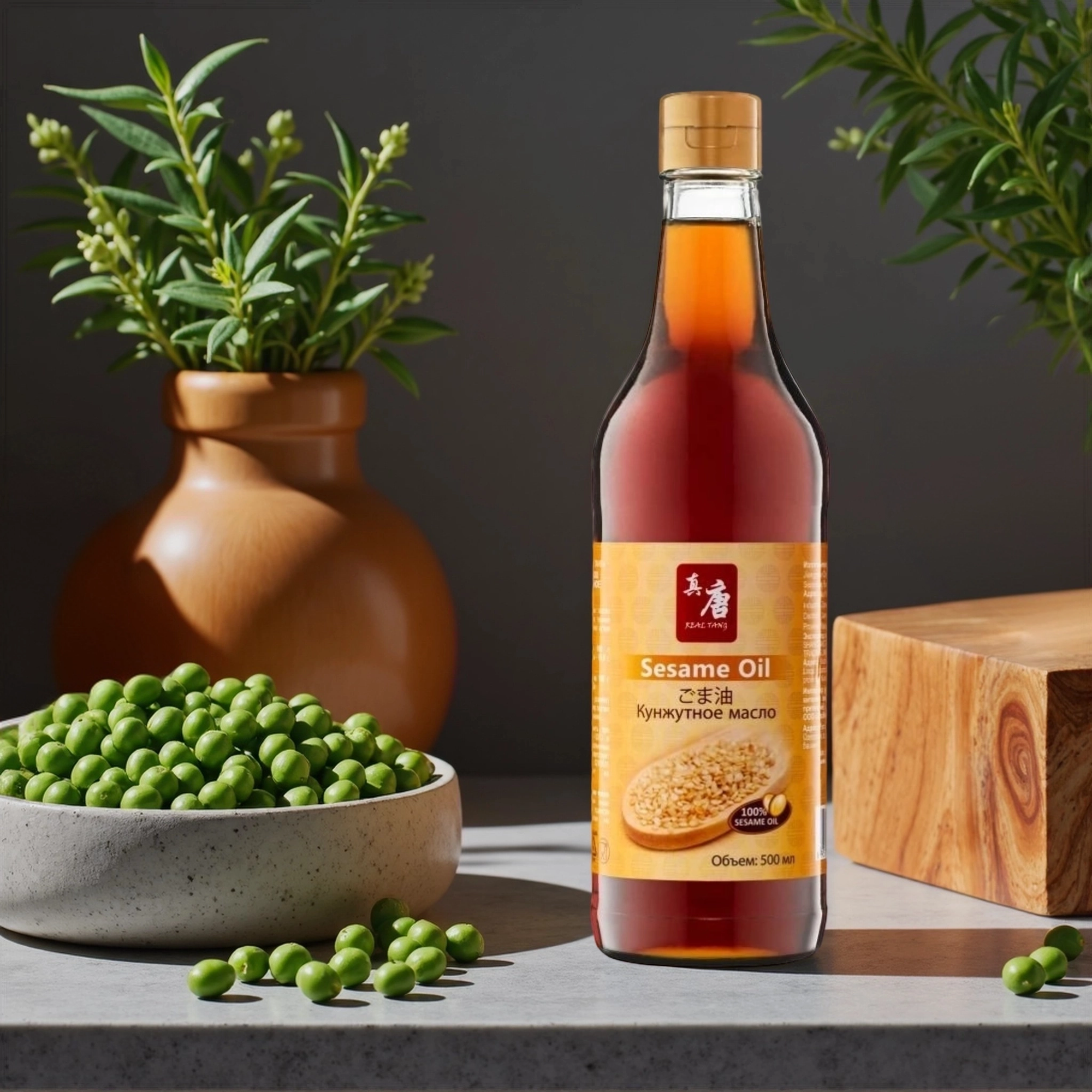 Масло кунжутное Real Tang, нерафинированное, органическое, 100%, 500 мл