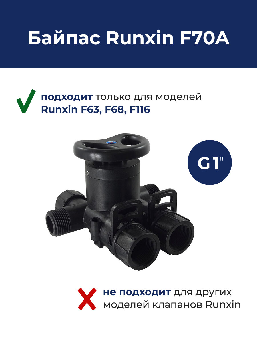 Байпас Runxin F70A для клапанов F63/F68/F116, присоединение 1"