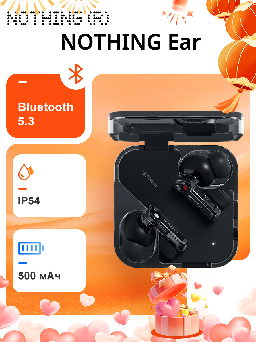 Наушники беспроводные шумоподавлением Nothing Ear 3(2024), Черный