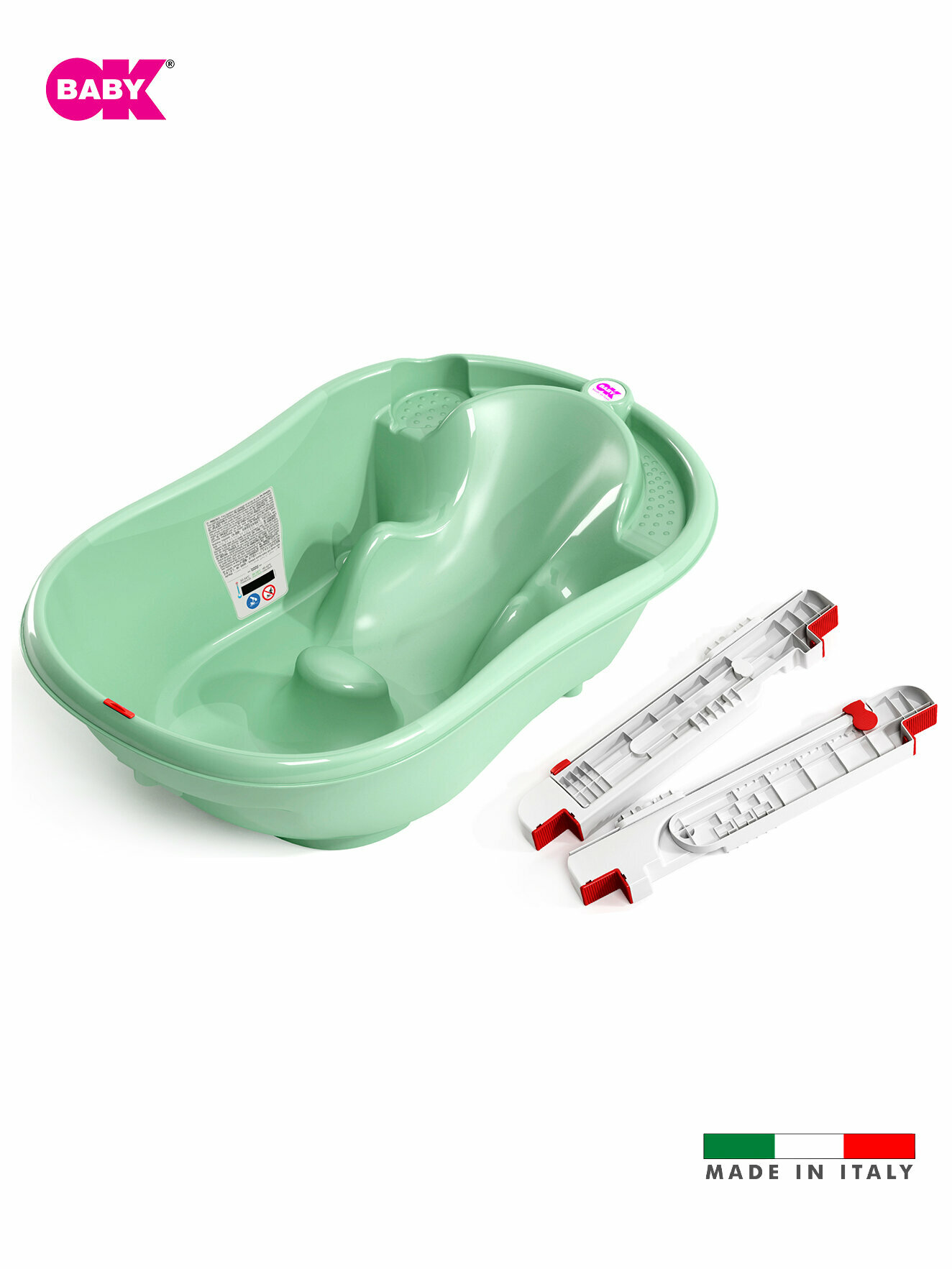 Комплект ванночка Ok Baby Onda + крепления для ванной Зеленый