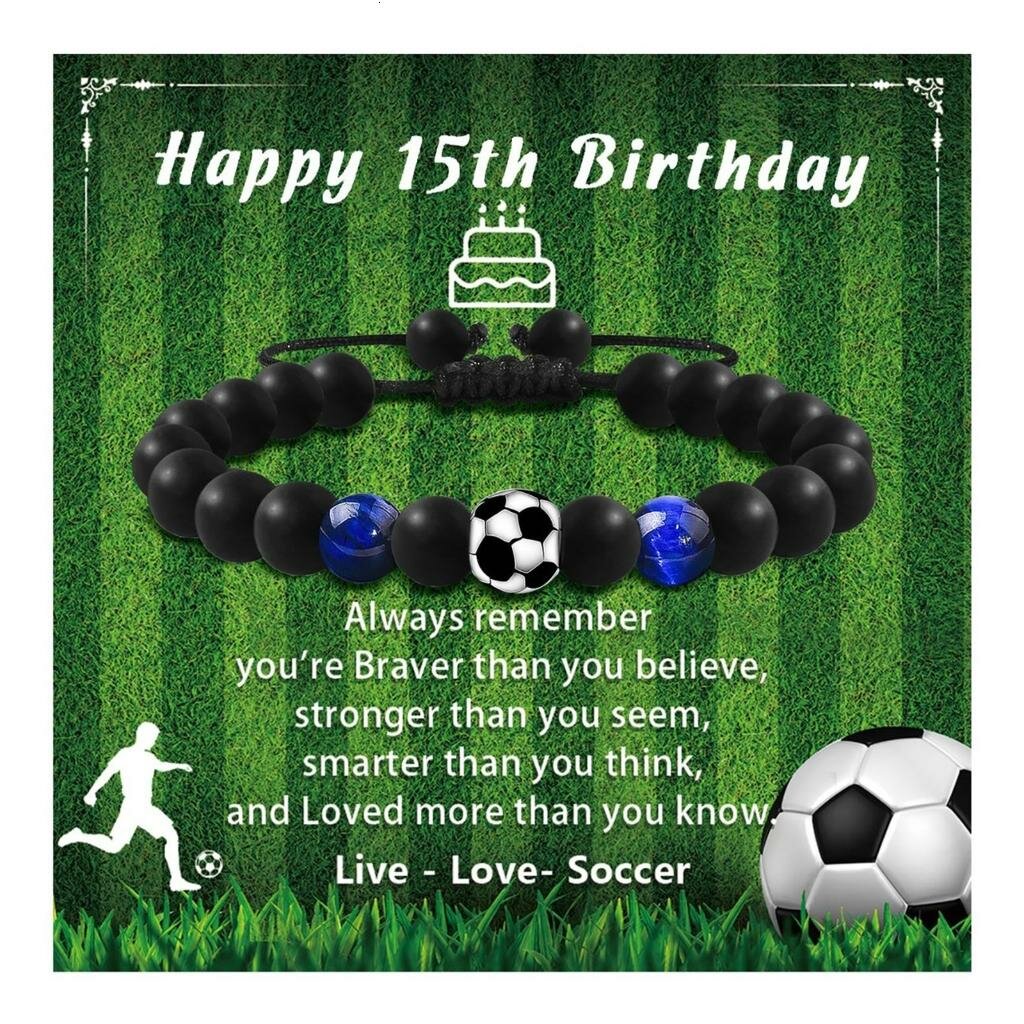 Бусы-браслет в футбольной тематике, 15 часов дня рождения