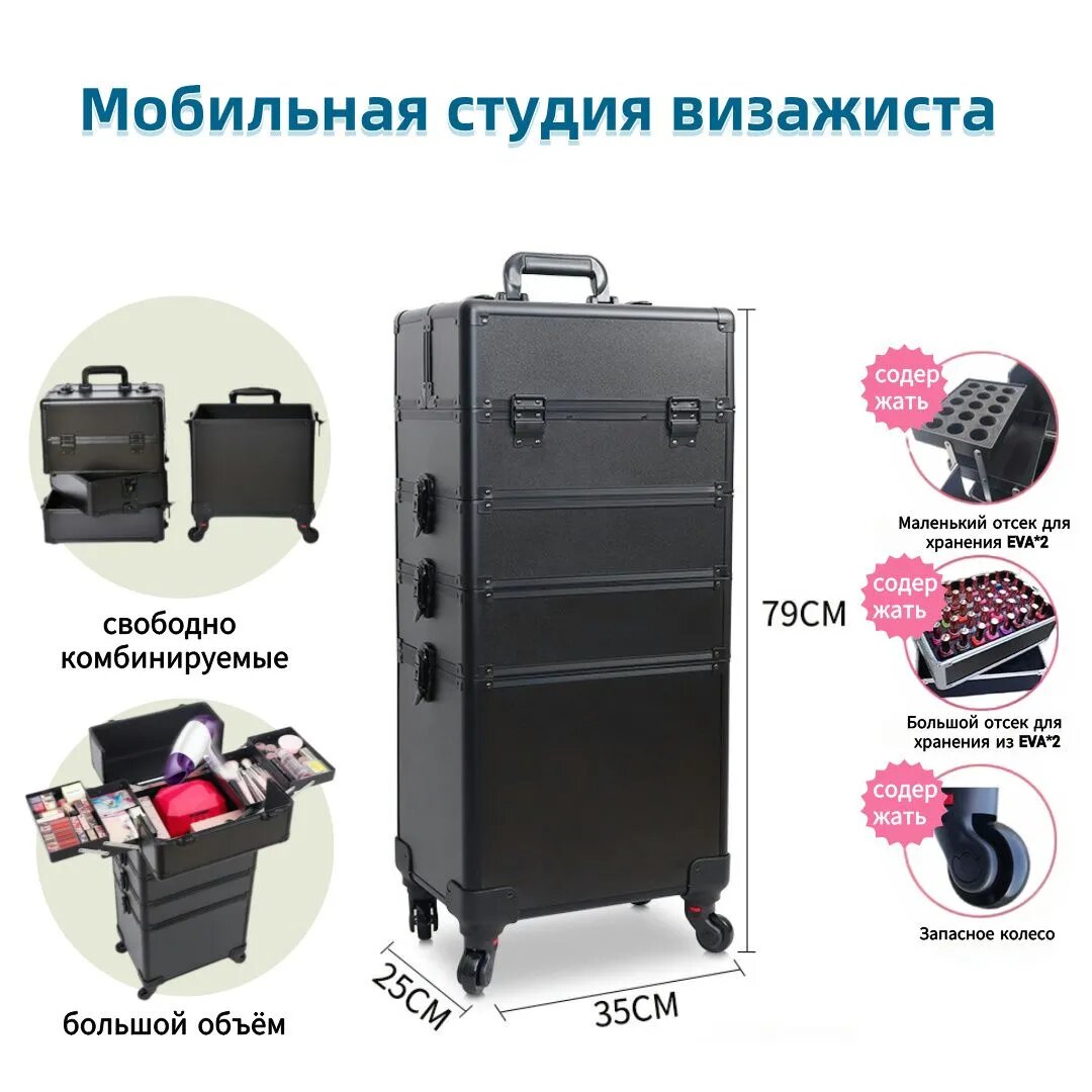 Мобильная студия визажиста / чемодан визажиста бьюти бар гримерный стол аквагрим студия/свободная комбинация