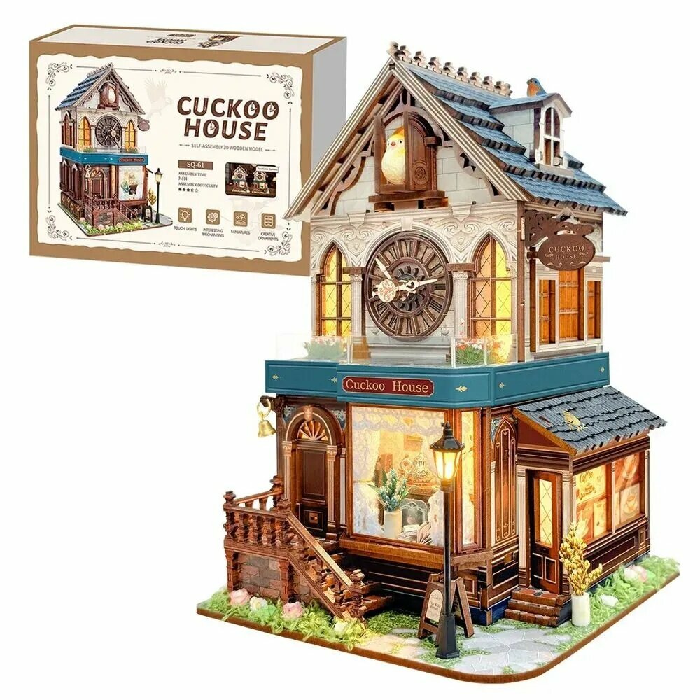 Румбокс Интерьерный конструктор 3D модель сборки, Подарок от DIY, "Cuckoo Cottage", с музыкальным механизмом