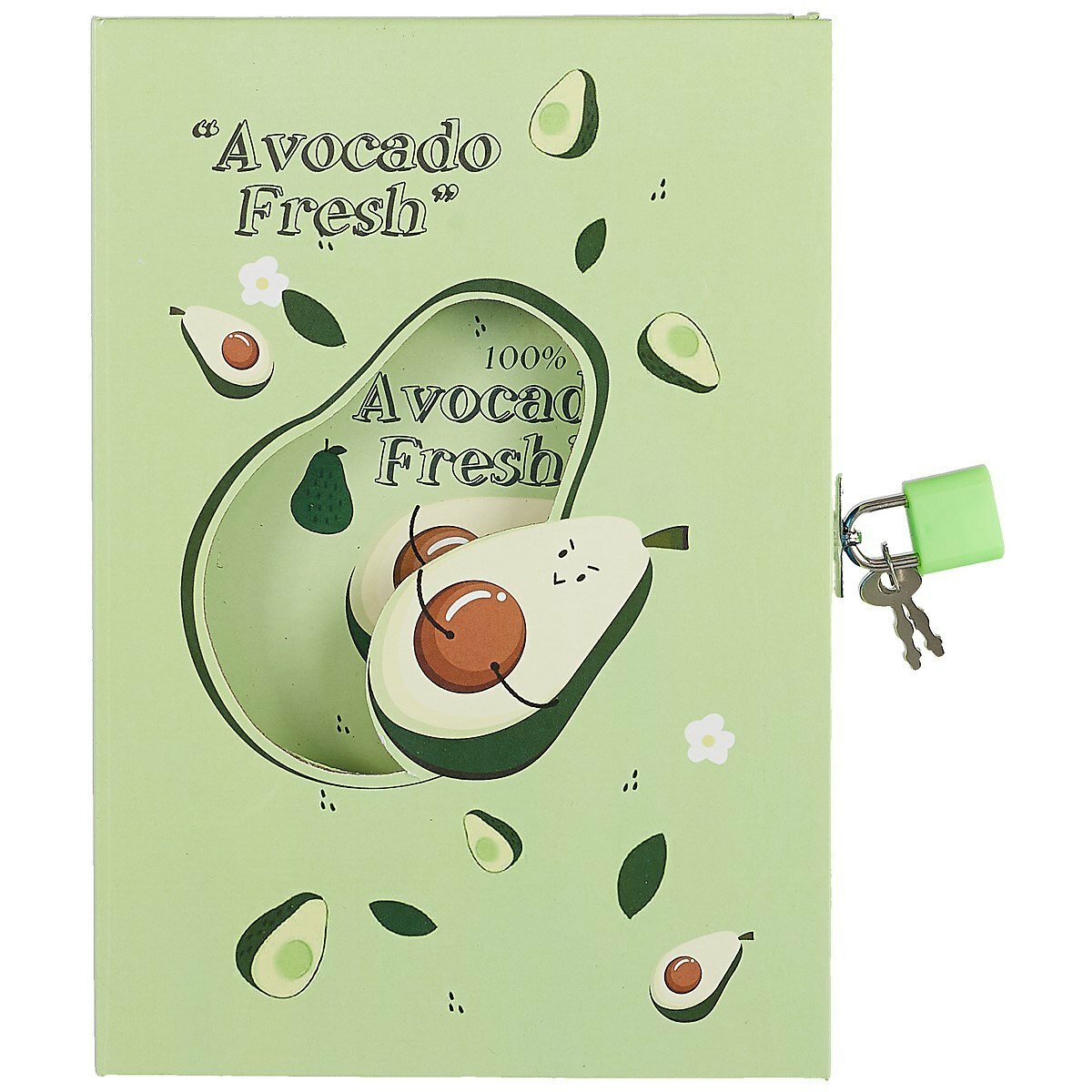 Записная книжка А6 50л "Avocado" в коробке с замочком, ассорти