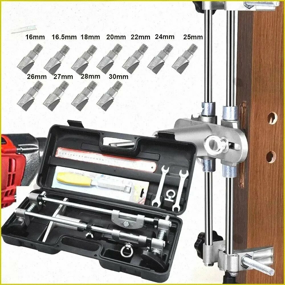 Шаблон для врезки дверных замков, ручек, личинок / Кондуктор для врезки дверных замков, с 11 лезвией