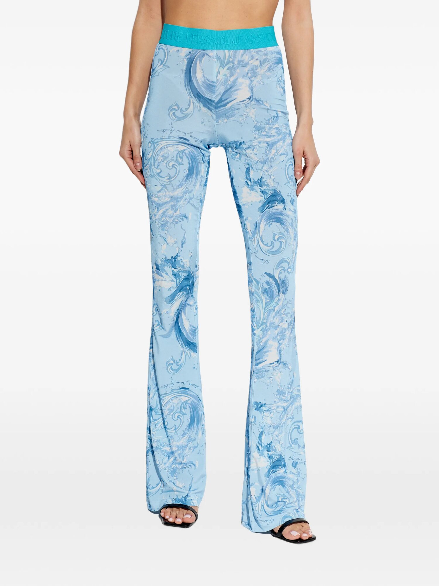 Брюки клеш Versace Jeans Couture All-over print trousers, размер 42, синий — фото 1