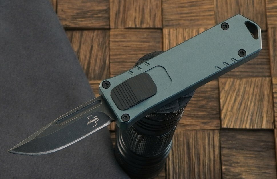 Автоматический складной нож Boker Plus USB OTF 2.0 Grey, сталь D2