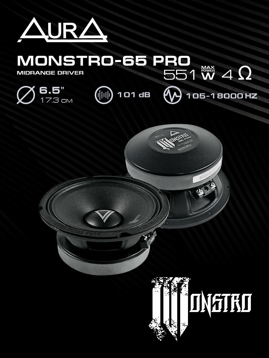 Эстрадная акустика СЧ AurA MONSTRO-65 PRO / 6.5″ (17.3 см), 551 Вт