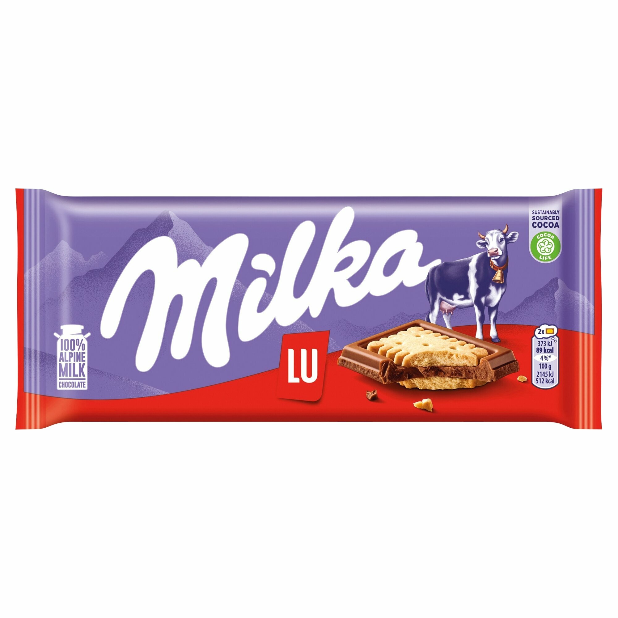 Шоколадная плитка Milka LU, молочный шоколад с кусочками печенья, 2 шт. по 90 гр.