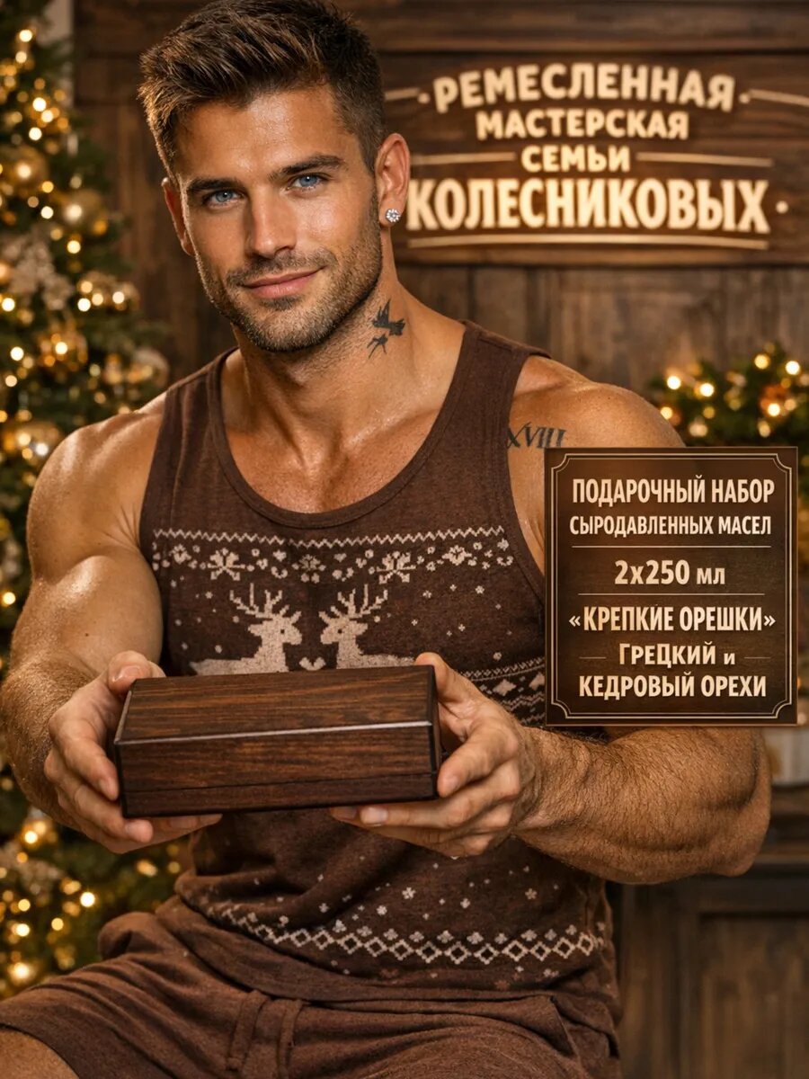 Подарочный набор сыродавленных масел в деревянном боксе