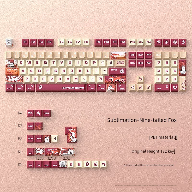 [SF Express] Набор кейкапов Black Snake Nine-Tailed Fox, сублимационная печать, профиль OEM, полный комплект, 132