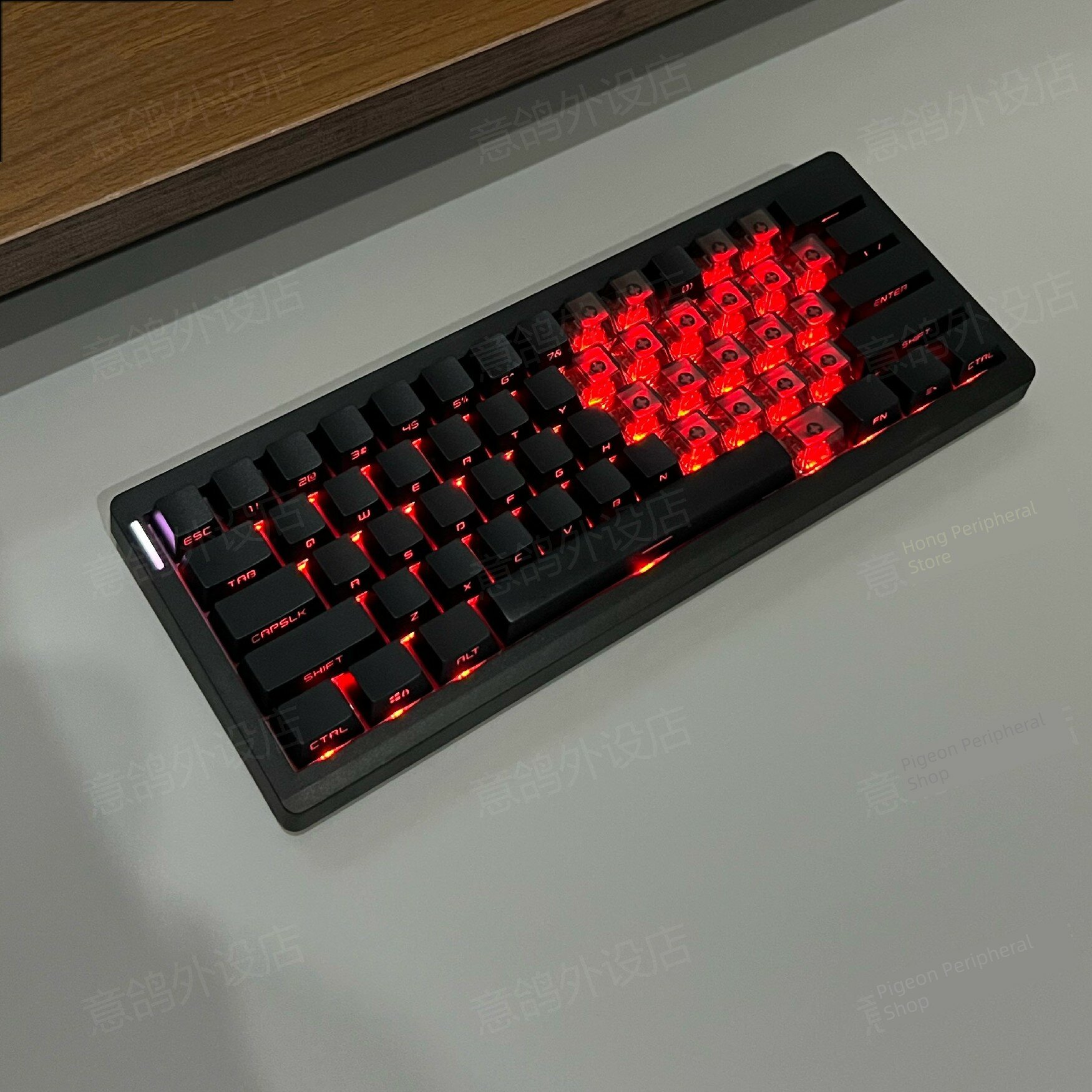 Черно-белые двухцветные прозрачные кейкапы для ПК с боковой печатью, OEM, высокая совместимость с Wooting ATKmade68,