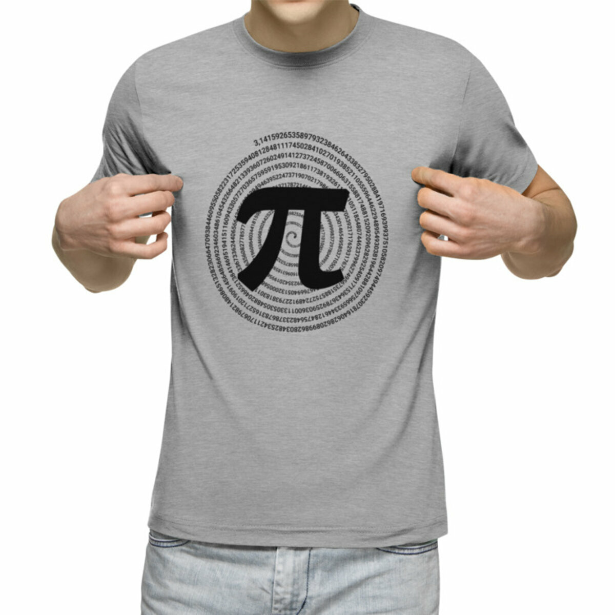 Мужская футболка «день числа пи математик я инженер 3,14 наука химия» (серый меланж, XL)