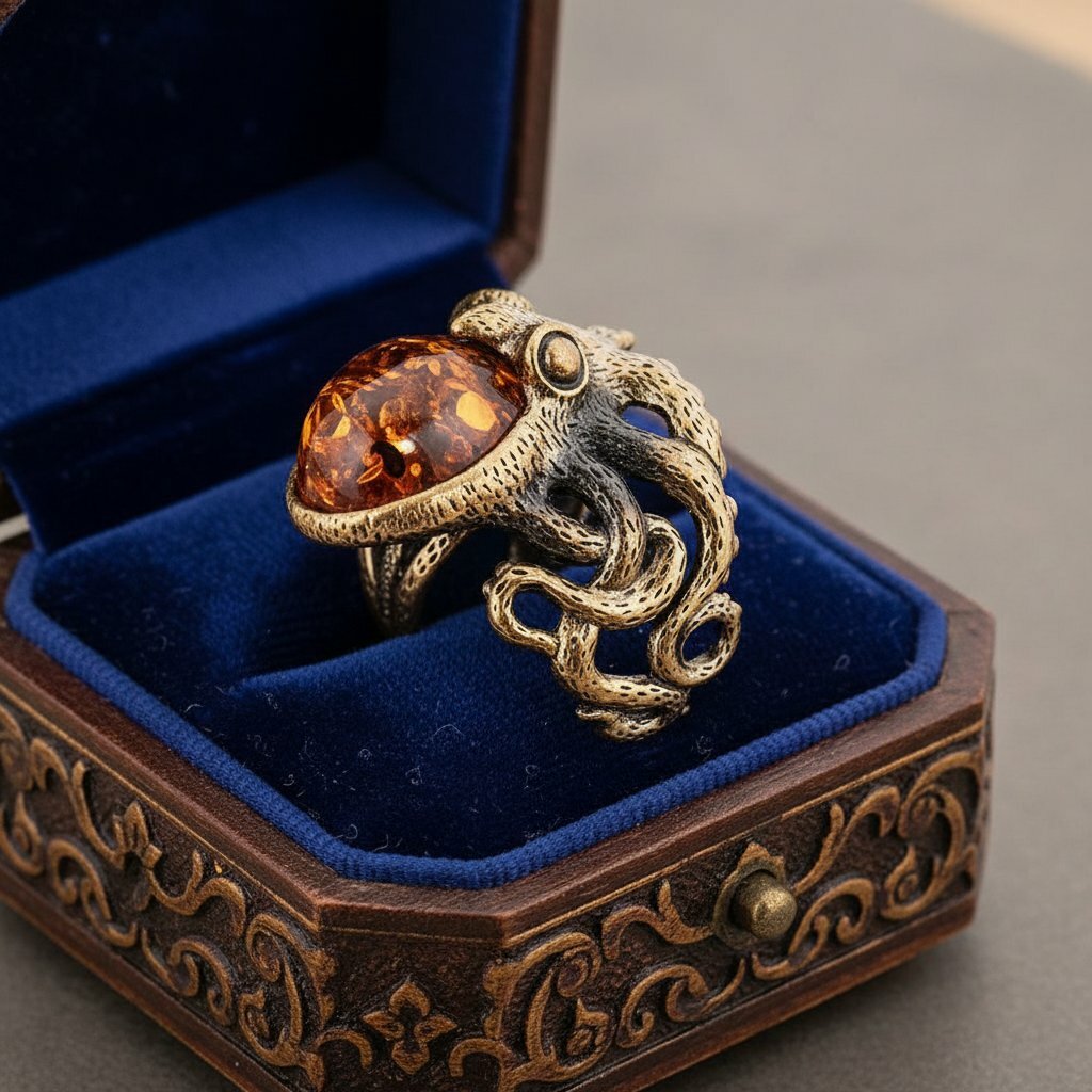 Кольцо, янтарь