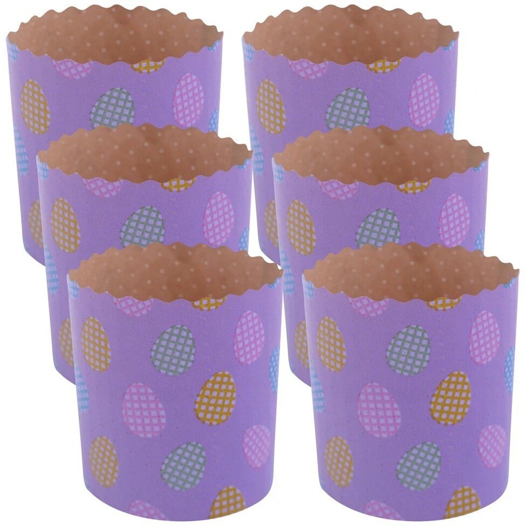 Форма для выпечки кулича бумажная «Яйца», набор 6 шт, 7х8,5 см, термостойкая до 220°С
