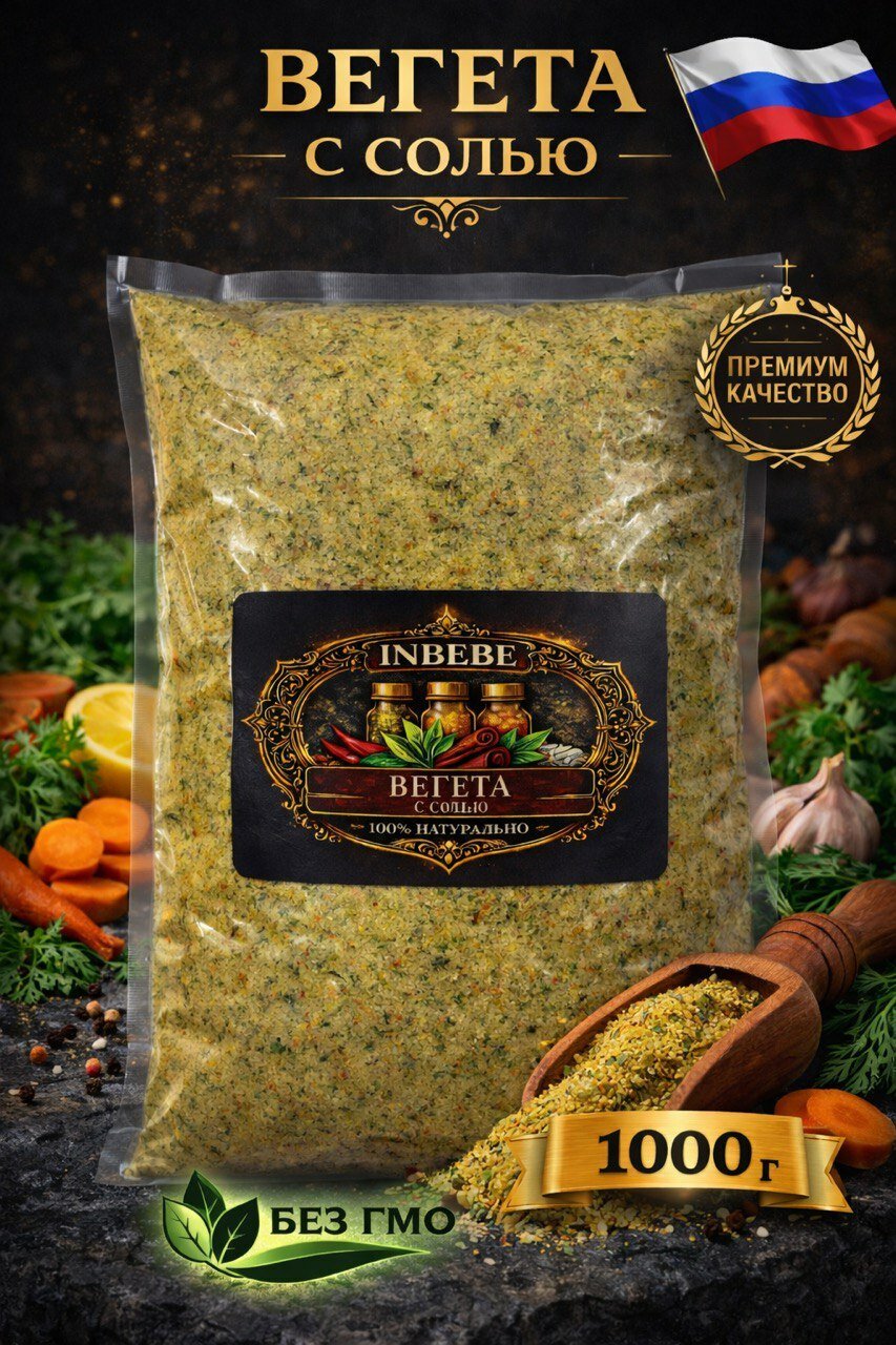 Универсальная приправа INBEBE "Вегета", куркума/лук/морковь/укроп, в пакете 1000 г