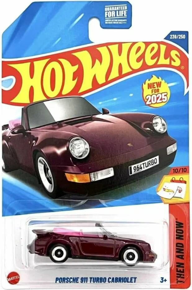 Машинка Hot Wheels Porsche 911 Turbo Cabriolet бордо