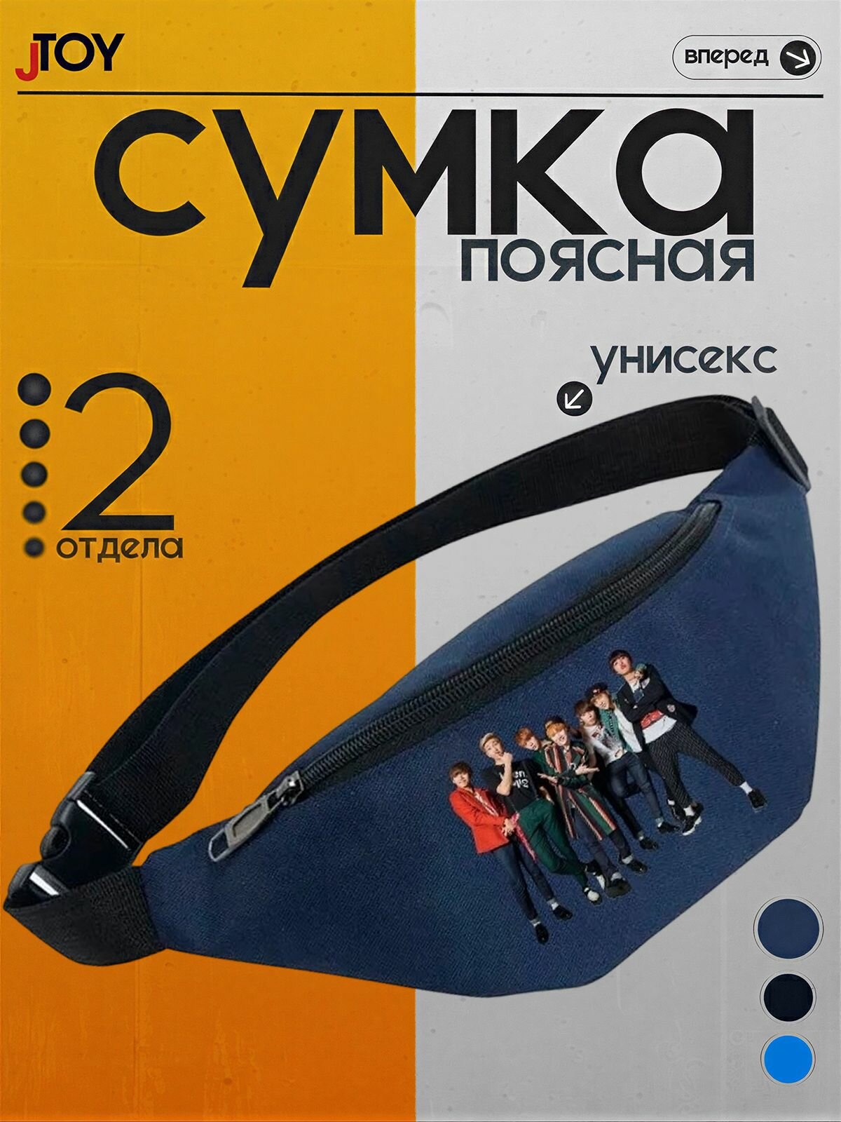 Поясная сумка BTS синяя №2
