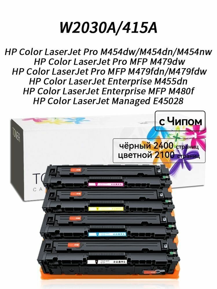 Картридж с чипом W2030A HP415A, эксклюзивное решение для принтеров HP Color LaserJet Pro M454 M455 M479 M480 и E45028