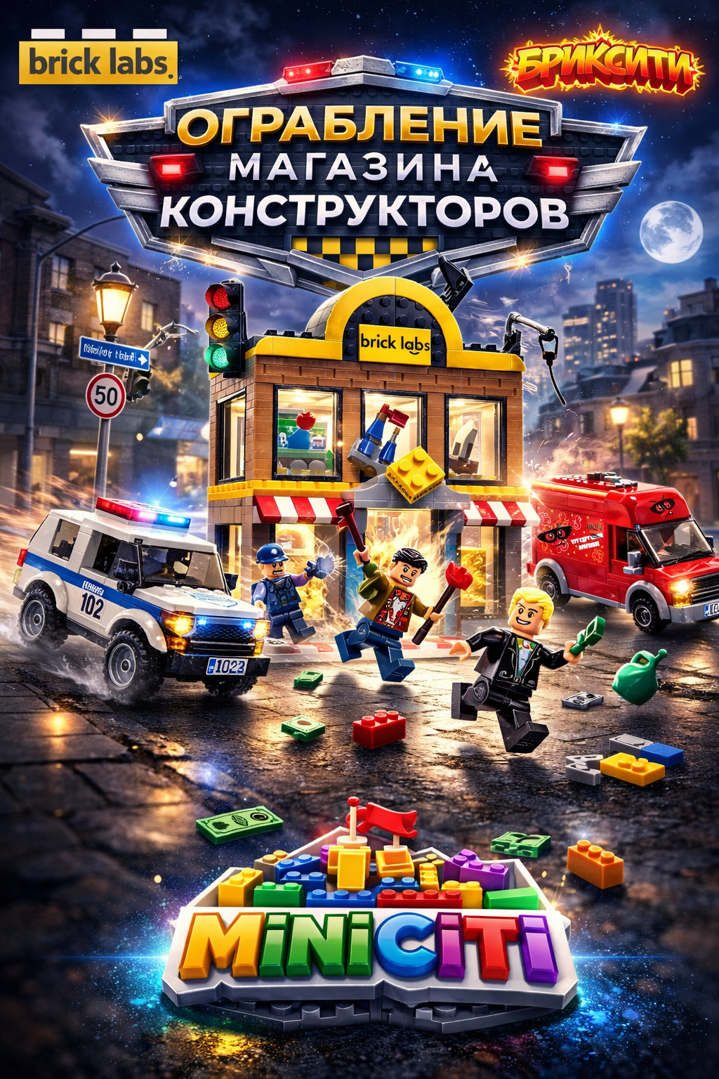 Конструктор Brick Labs Бриксити AB-1309 Конструктор Ограбление магазина конструкторов