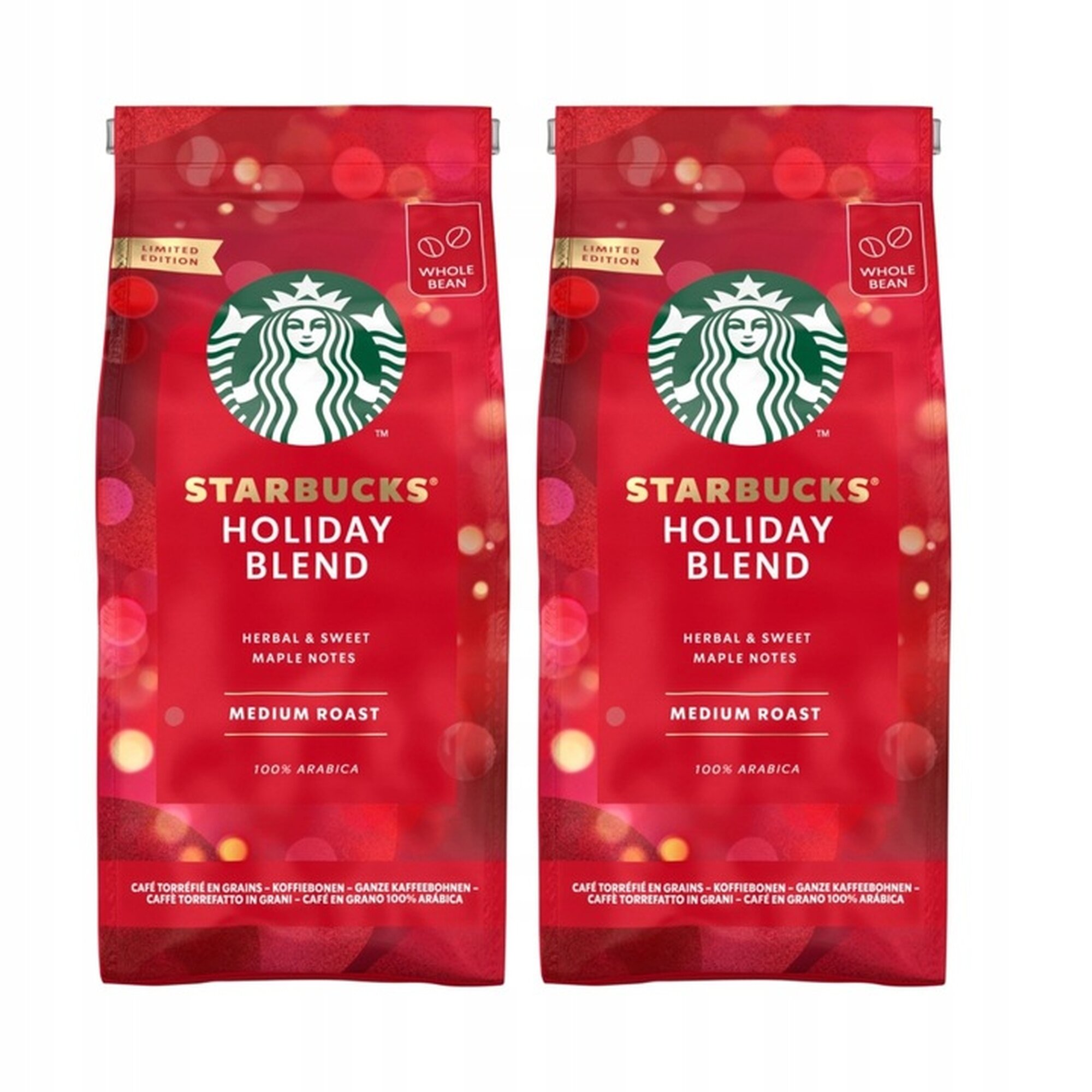 Кофе в зернах Starbucks Holiday Blend средней обжарки 2 x 190 г