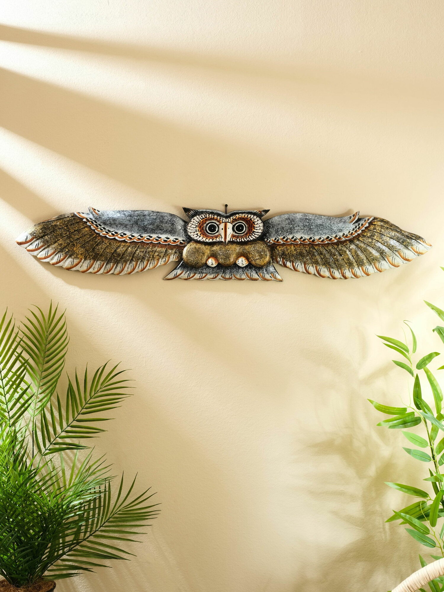 Панно "Парящая сова" дерево 100х1.5х20 см, способ крепления: подвес