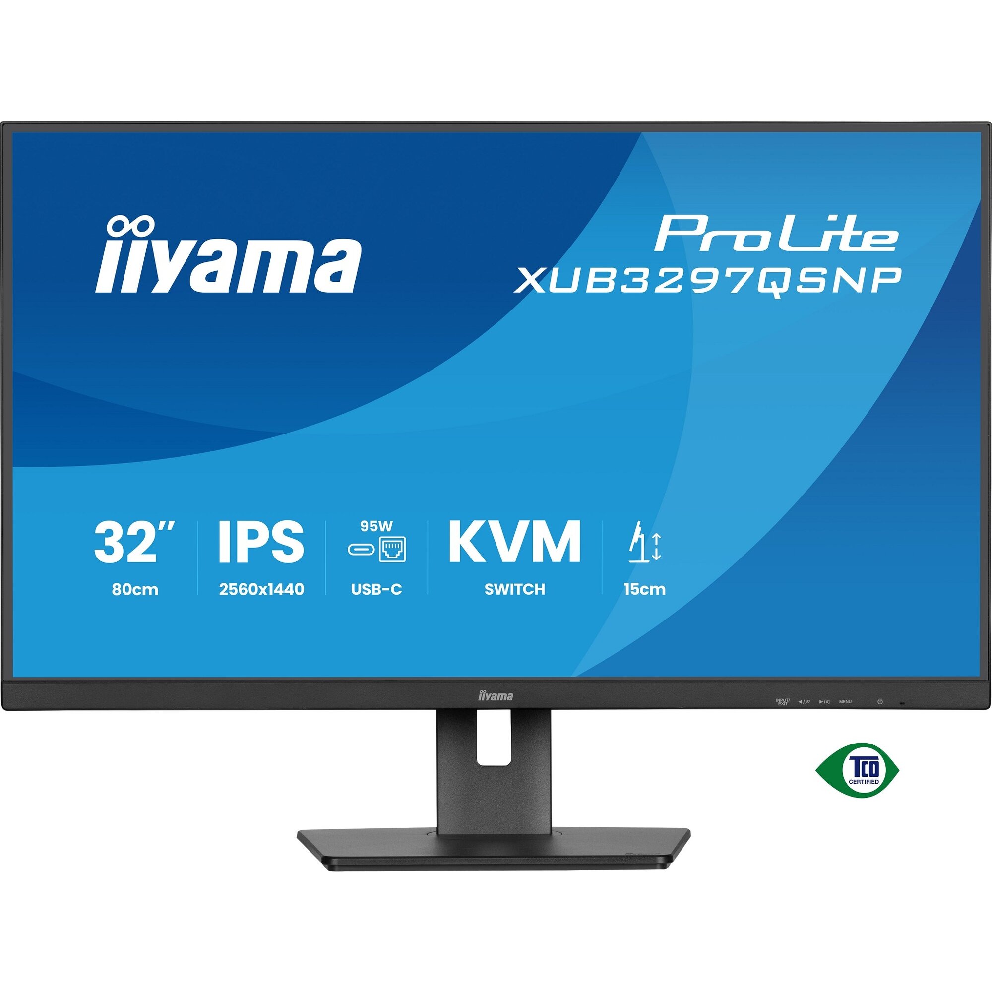 Монитор LCD IIYAMA 31.5" XUB3297QSNP-B1 IPS 2560x1440 100Hz 1ms 350cd HDMI DisplayPort USB M/M HAS Pivot In