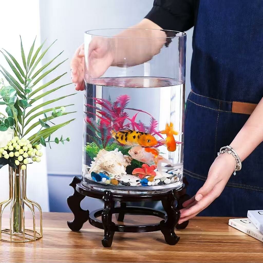 Маленький круглый аквариум, 10 см диаметр x 15 см высота, стеклянный для стола