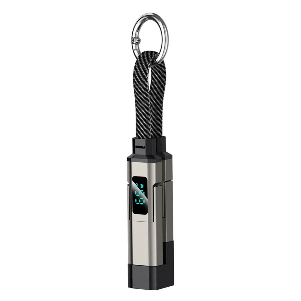 Cikiki 4 в 1 USB C Брелок-зарядный кабель, быстрая зарядка 65 Вт, короткий ремешок для телефона, кабель для передачи данных, подходит для Lightning/Type-C/USB-A/USB-C, портативный многофункциональный зарядный кабель с цифровым дисплеем.