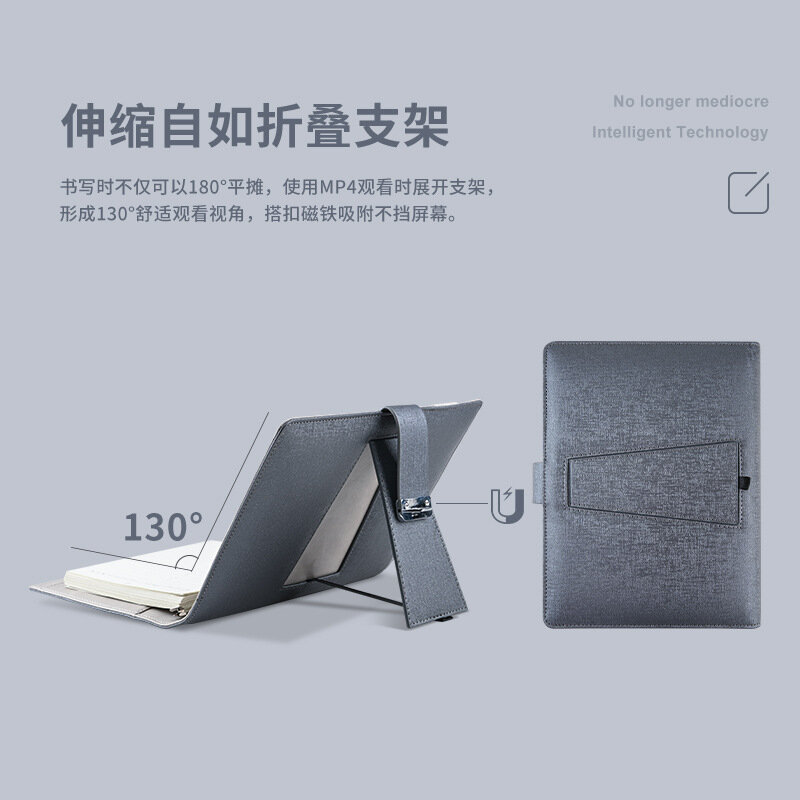 Блокнот с замком на отпечатке пальца для дропшиппинга, перезаряжаемый блокнот, блокнот с перфорированными листами на заказ, бизнес-набор 7inch MP4-блокнот