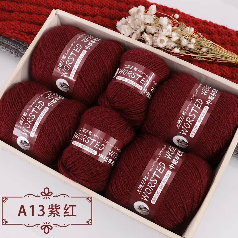 0.5kg Набор из 290 г шерстяной пряжи для ручного вязания, классическая пряжа средней толщины для изготовления шапок, шарфов, свитеров и пальто своими руками.