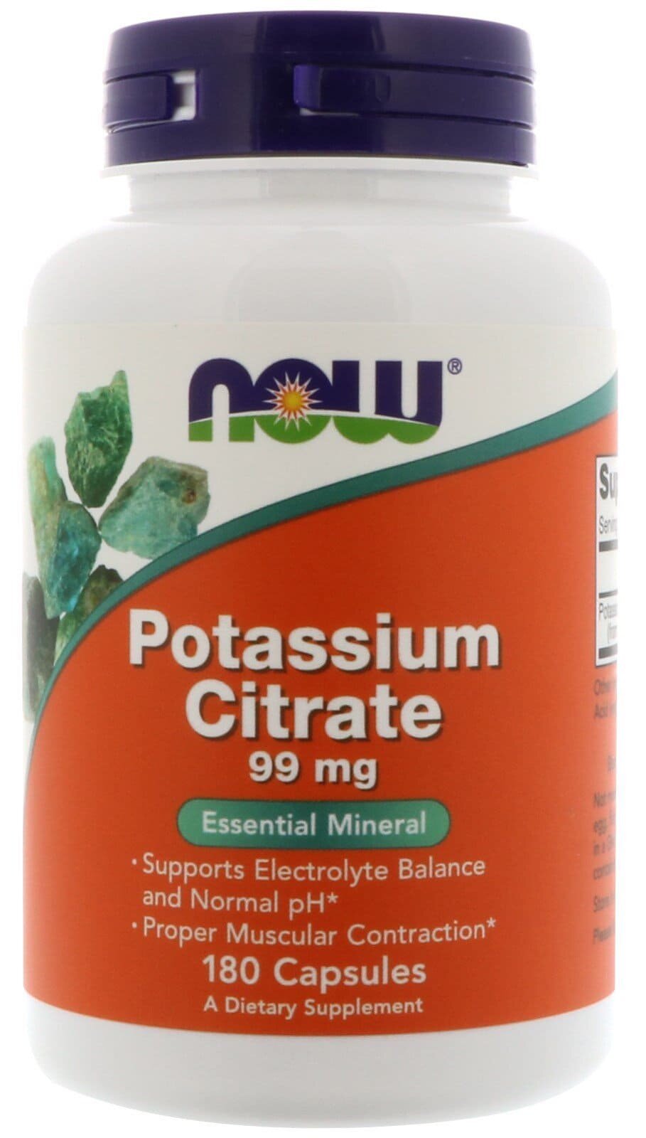 NOW Foods Potassium Citrate, Калий Цитрат 99 мг 180 капсул