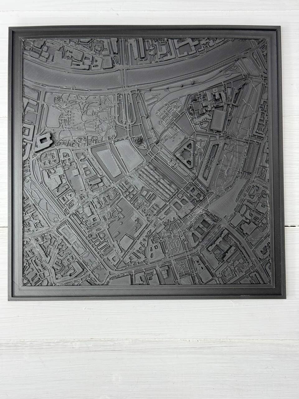 Картина город 3D Москва Центр 240мм х 240мм, черный