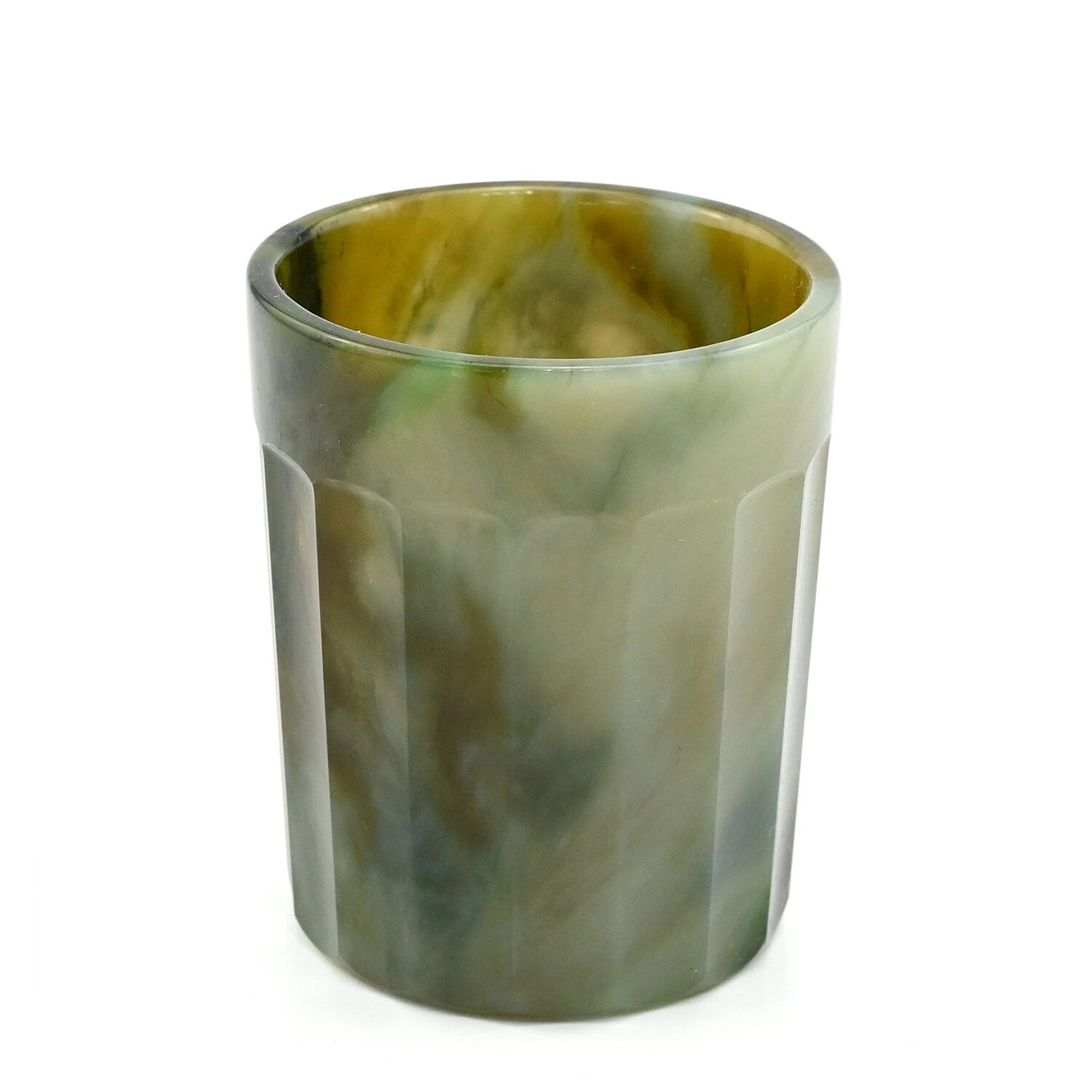 Гранёная стопка из нефрита 60*60*73мм, 16 граней, упаковка шпон .