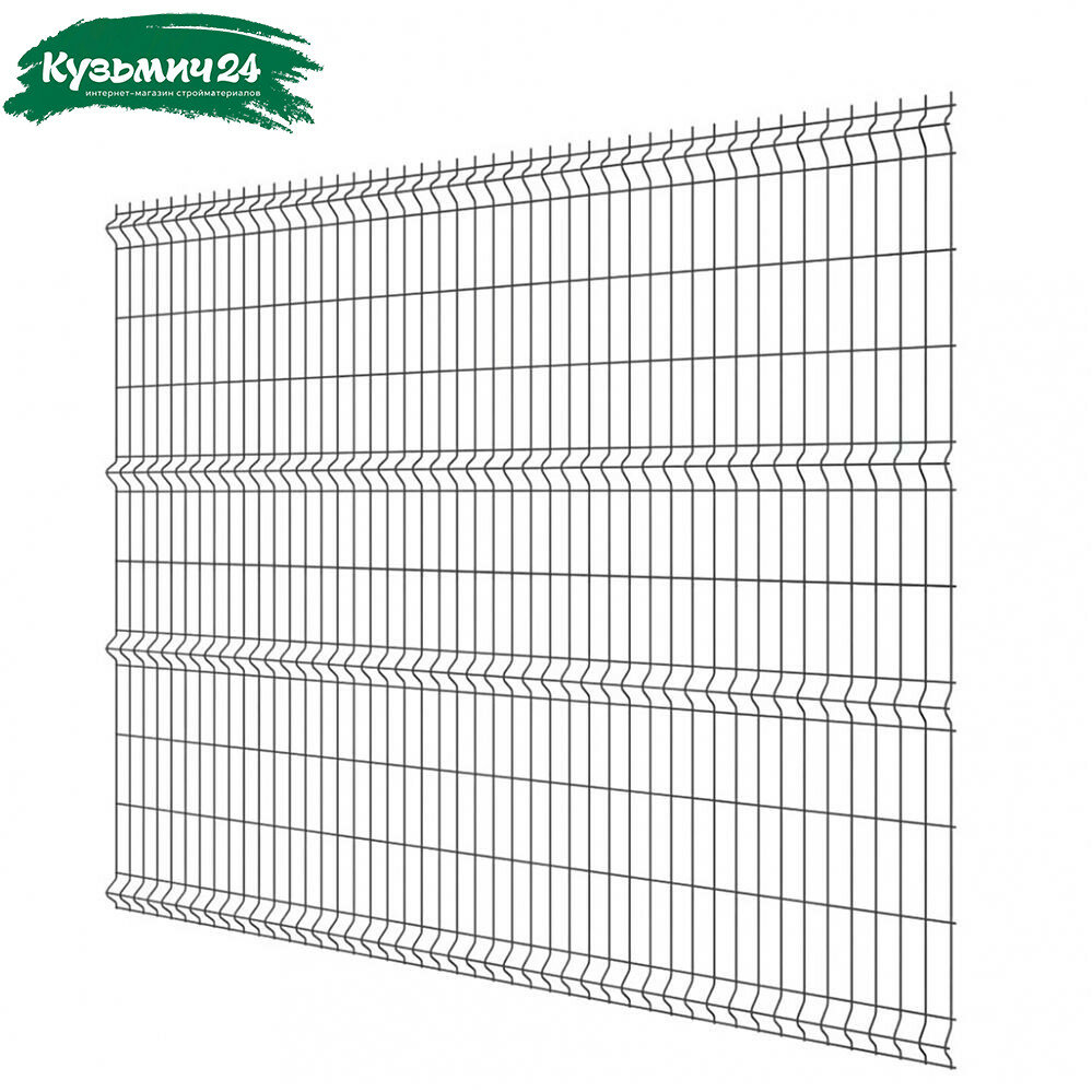 Секция заборная 3D Гиттер 1730х2500 мм, ячейка 200х60 мм, d 3.8 мм, сетка оцинкованная, серебристый цвет