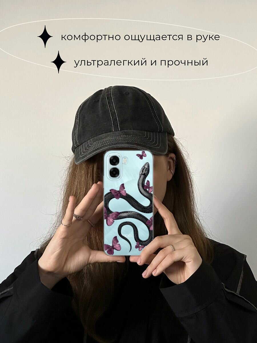 Силиконовый чехол на Oppo A6x / Оппо A6x с принтом Snake and butterflies 2 — фото 1