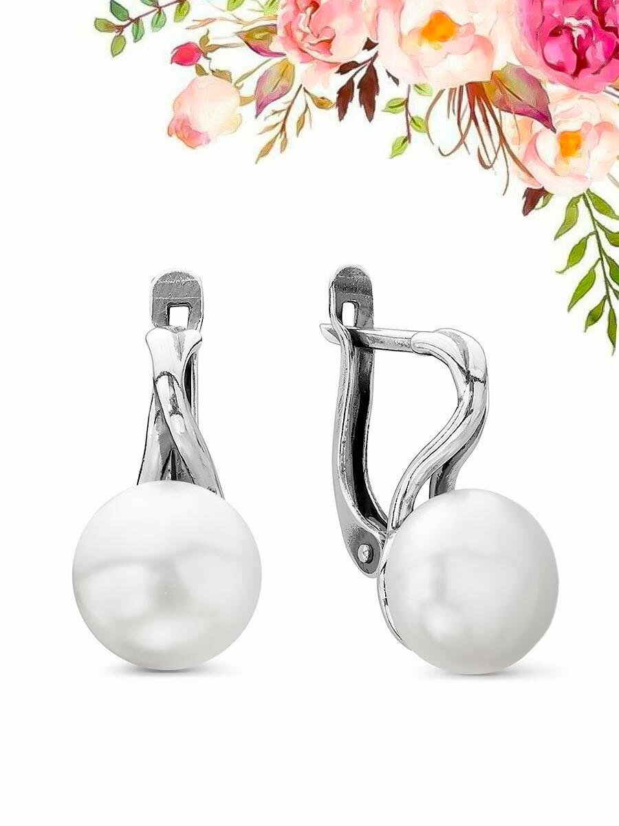 Серьги, серебро, 925 проба, жемчуг культивированный