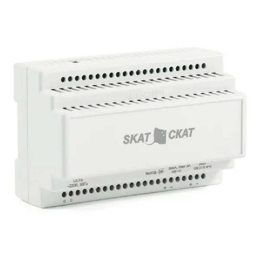 Бастион SKAT-12-3.0 DIN скат ИБП-12 3-DIN источник питания 12В 3А пластиковый корпус под DIN рейку 35 мм, МПТ 580