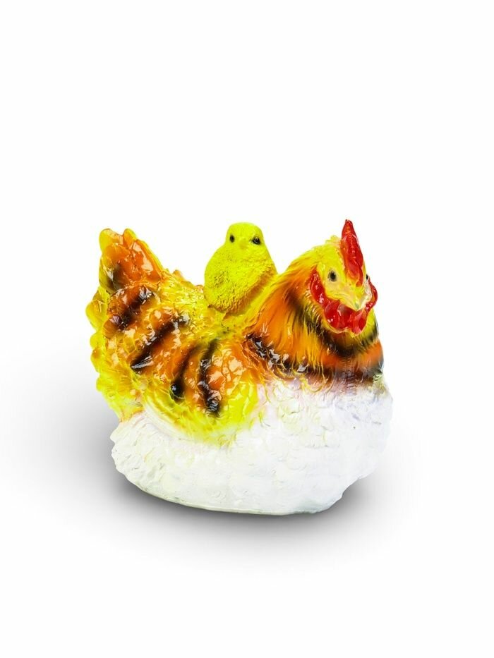 Садовая фигура из гипса Курица с цыплёнком , 19 11 15.5 см