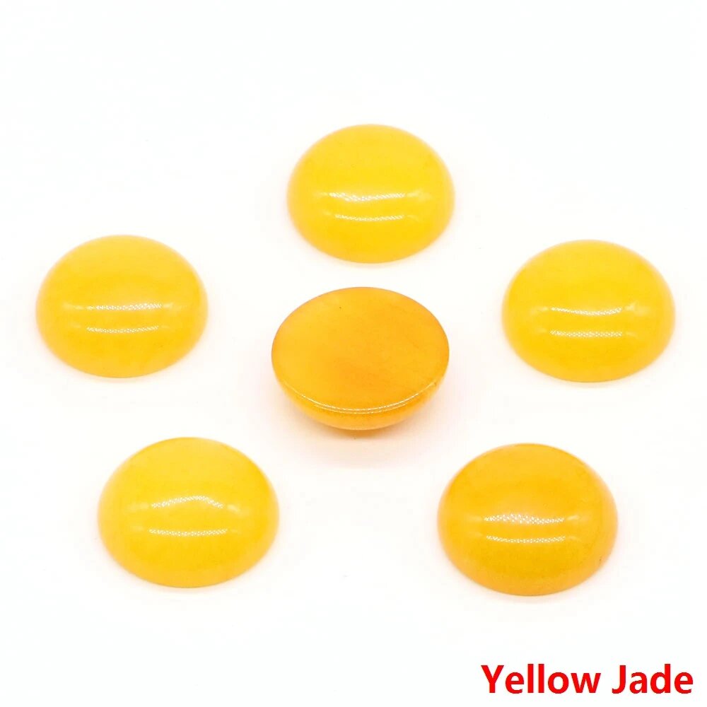 5 шт./лот, круглые кабошоны из камня, 6-25 мм, для ювелирных изделий Желтый, 18mm, Yellow Jade