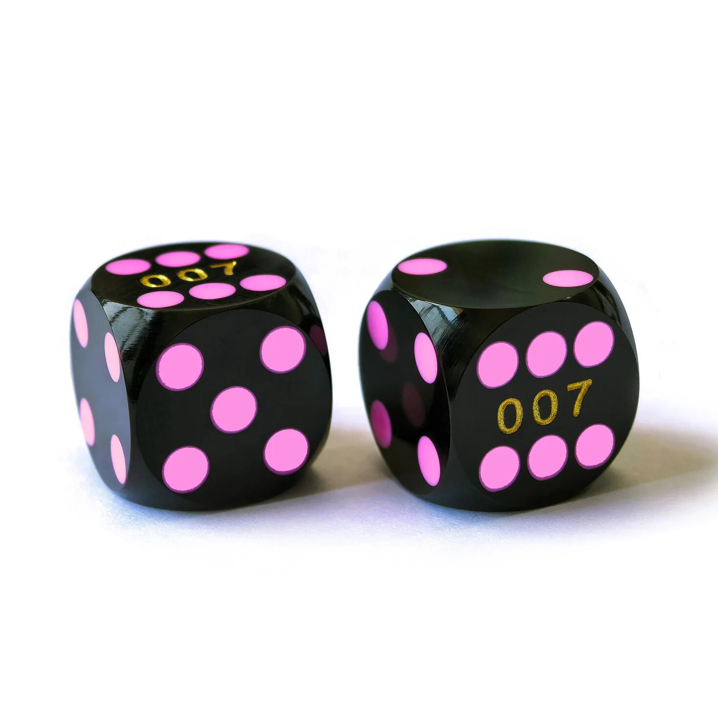Bescon Прецизионные кости для нардов Black Dice pink dots