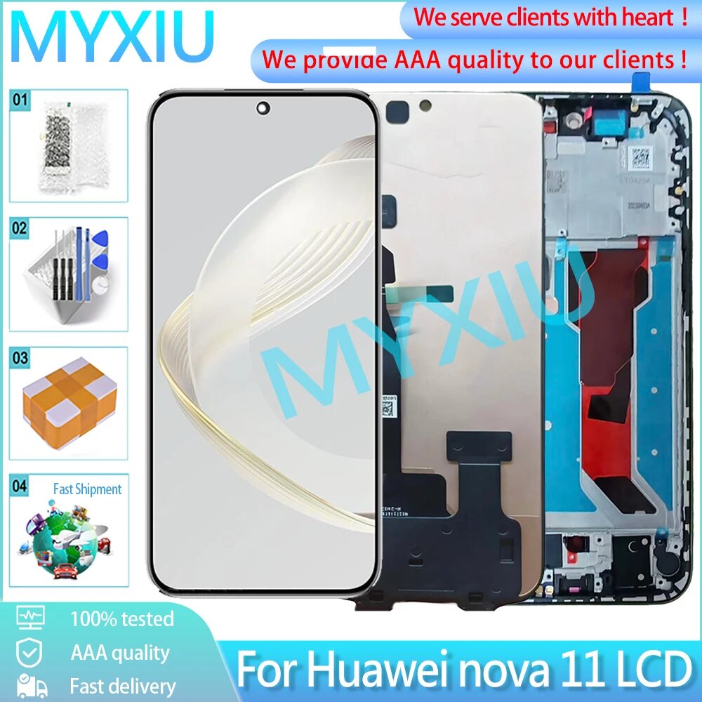 6,7 "OLED для Huawei nova 11, ЖК-дисплей FOA-AL00 FOA-LX9, дигитайзер экрана в Black With Frame