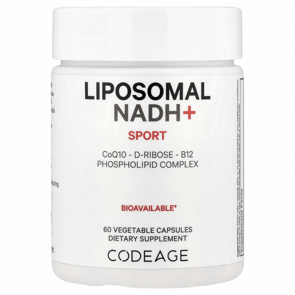 Codeage, Sport, Liposomal NADH+, липосомальный над, 60 растительных капсул