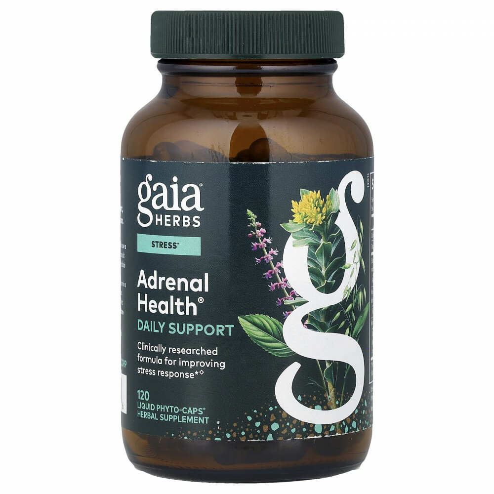 Gaia Herbs, Adrenal Health®, ежедневная поддержка, 120 капсул Phyto-Caps®