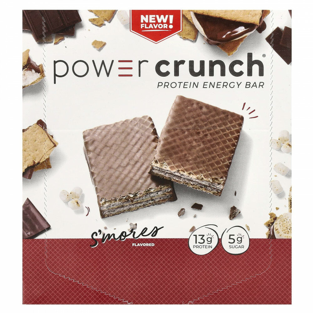 BNRG, Power Crunch®, протеиновый батончик, S'mores, 12 батончиков по 40 г (1,4 унции)