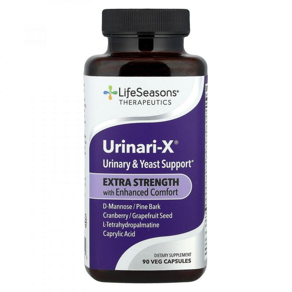 LifeSeasons, Therapeutics, Urinari-X® для поддержки мочевыводящих путей и дрожжевого грибка, 90 растительных капсул