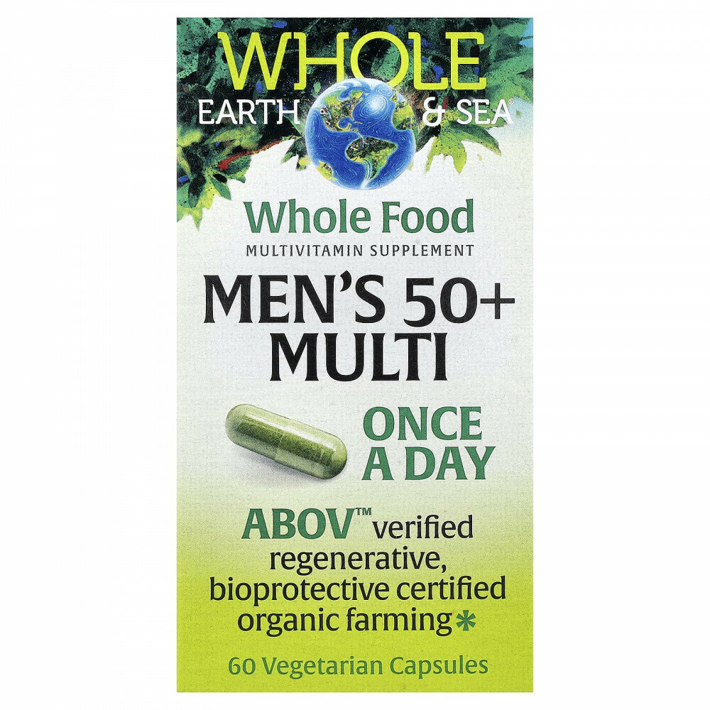 Natural Factors, Whole Earth & Sea®, мультивитамины для мужчин старше 50 лет, 60 вегетарианских капсул